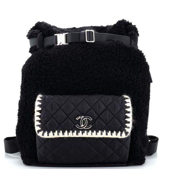 CHANEL | Bags | Chanel Coco Neige Front Pocket Backpack Shearling With ...